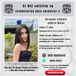 Desaparecida OIJ San José: Devanny Fabiola Aguero Rojas