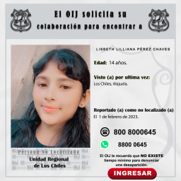 No localizada OIJ Los Chiles: Lisbeth Lilliana Pérez Chaves